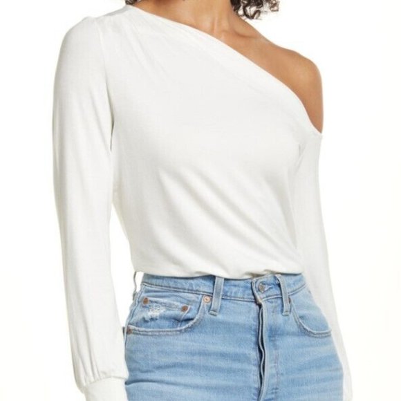 1. State | Tops | State Beige Oneshoulder Top Soft Stretchknit Long ...